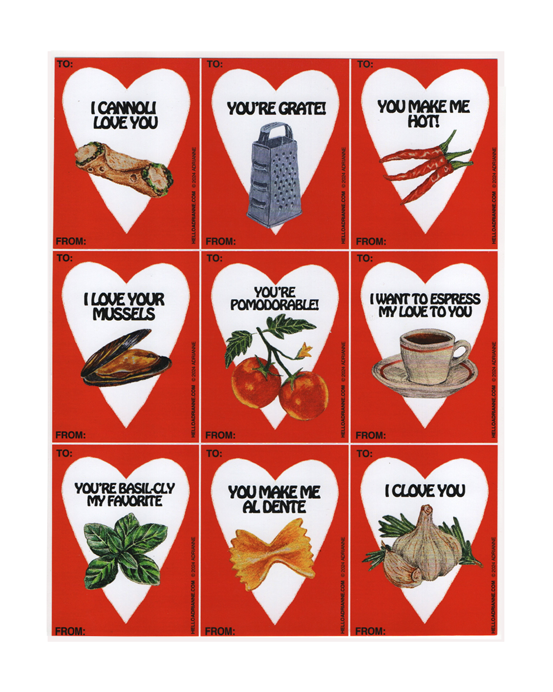 Italian Food Valentine's Set – Hello Adrianne